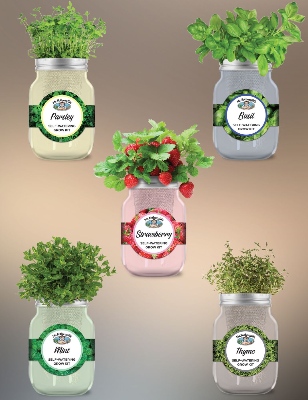 Self-Watering Mason Jar Grow Kit Full Set | Mr Fothergill's